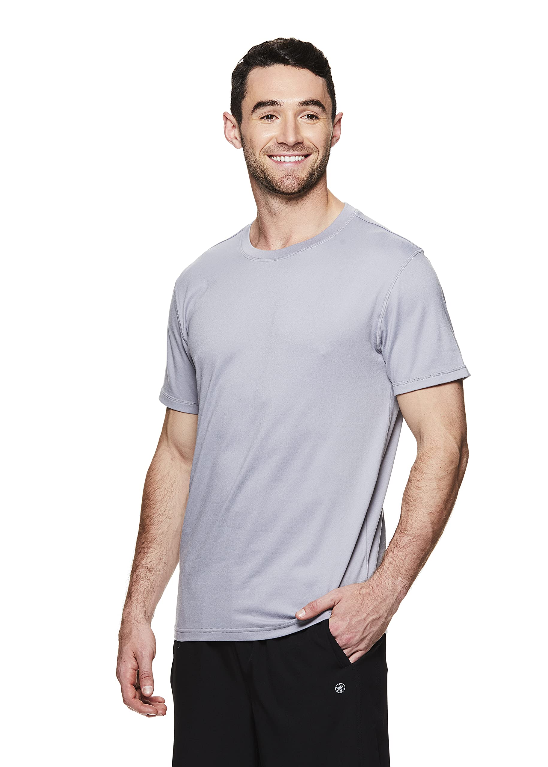Gaiam Men's Athletic Yoga T-Shirt - Moisture Wicking Gym Training and Workout Shirt - Everyday Sleet Heather, Medium