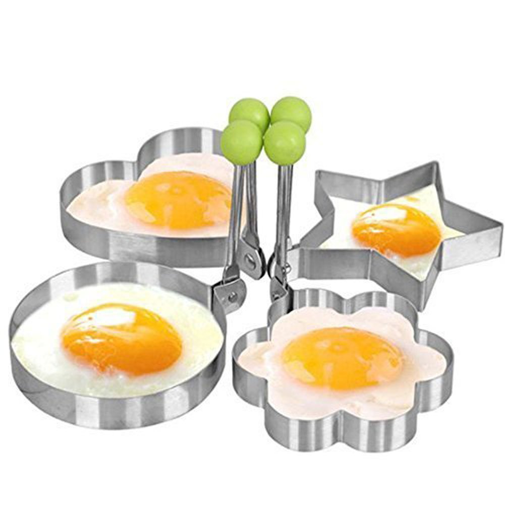 Kitchen Stainless Steel Fried Egg Mold Heart Pancake Mould Mold Ring Cooking Fried Egg Shaper,Set of 4