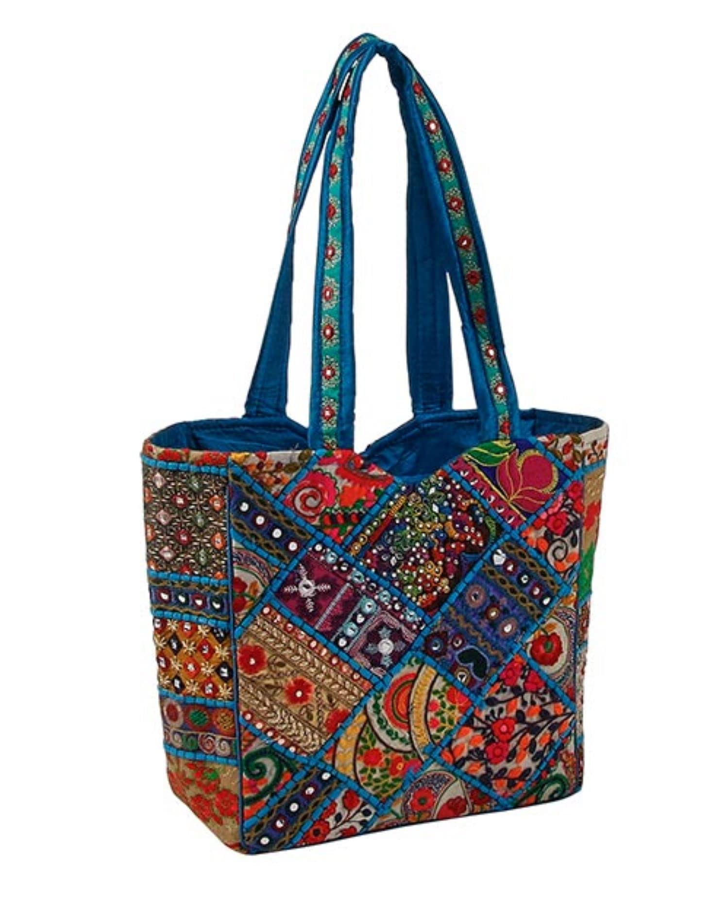 Kaleidoscope Accessories Banjara Bag Tote Collection, Medium Handbag, Blue Multi