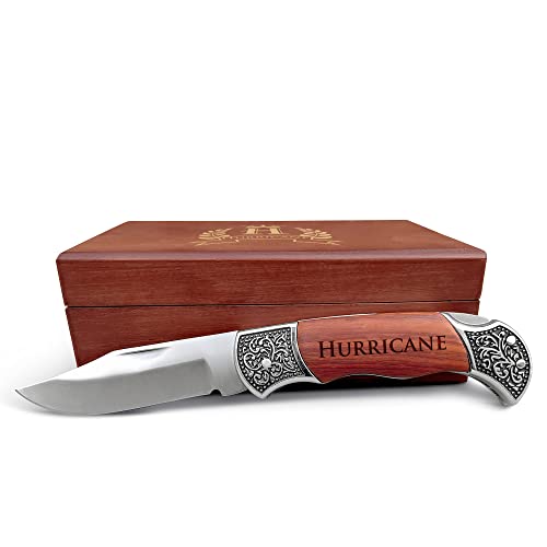 Krezy Case Engraved Pocket Knife, Brown Engraved Customized Pocket Knife, Folding Knife, Personalized Engraved Pocket Knife With Wooden Box