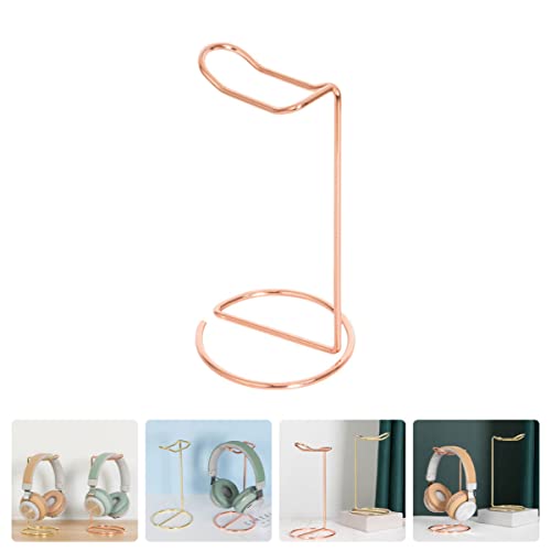 NUOBESTY 1pc Gold Organizer Frame Stable Portable Stand Useful Storage Office Hanger Supporting Base Rose Headphones Universal Rack Anti- Non- Orgnizer Golden Headphone Earphone Holder