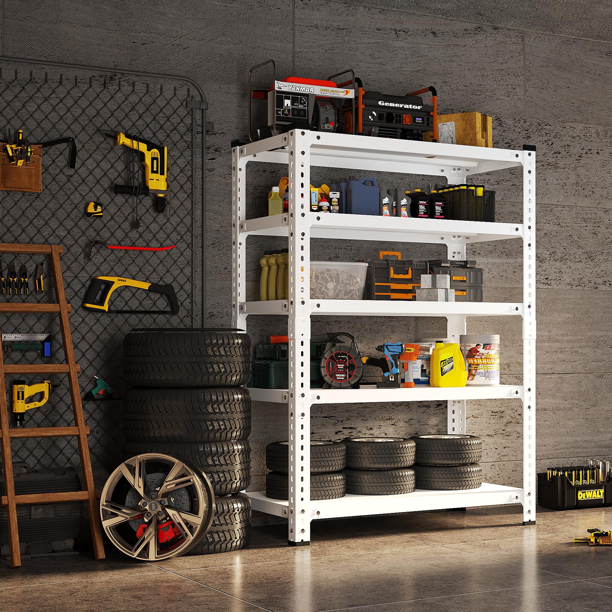 Qiaoxuan Garage Shelving Heavy Duty Adjustable Storage Garage Shelves, Metal Shelving Unit Garage Storage Rack, Utility Shelf for Garage, Basement, Pantry, Warehouse, 40" W x 16" D x 71" H (Blcak)