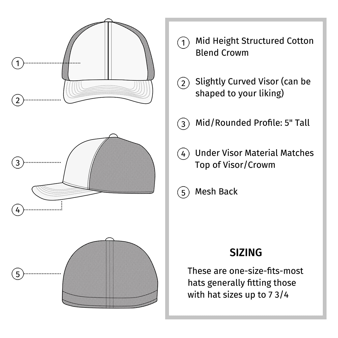HDE Men Fishing Hats Trucker Hat Flexible Fit Mesh Fitted Baseball Cap