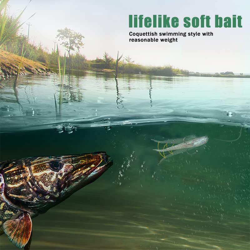 HENGJIA Pre-Rigged Weedless Fishing Lures，Paddle tail Swimbaits，Dark Sleeper Swimbait，Soft Plastic Fishing Lures，Fishing Lures for Freshwater/Saltwater，Bass Trout Crappie Walleye Pike Fishing Jigs