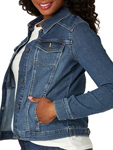 Riders by Lee Indigo Women's Iconic Denim Jacket, Weathered-Medium Blue