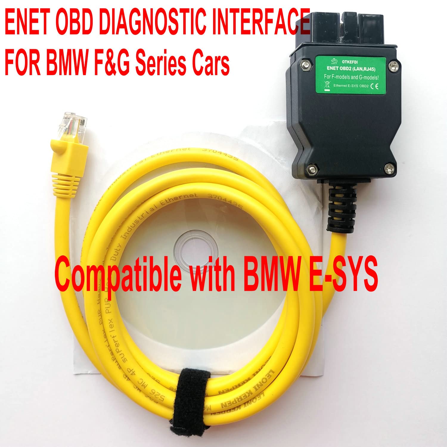 Enet OBD2 Cable,Ethernet OBDII RJ45 Car Diagnostic F-Series G-Series Scanner - 6.6 Feet