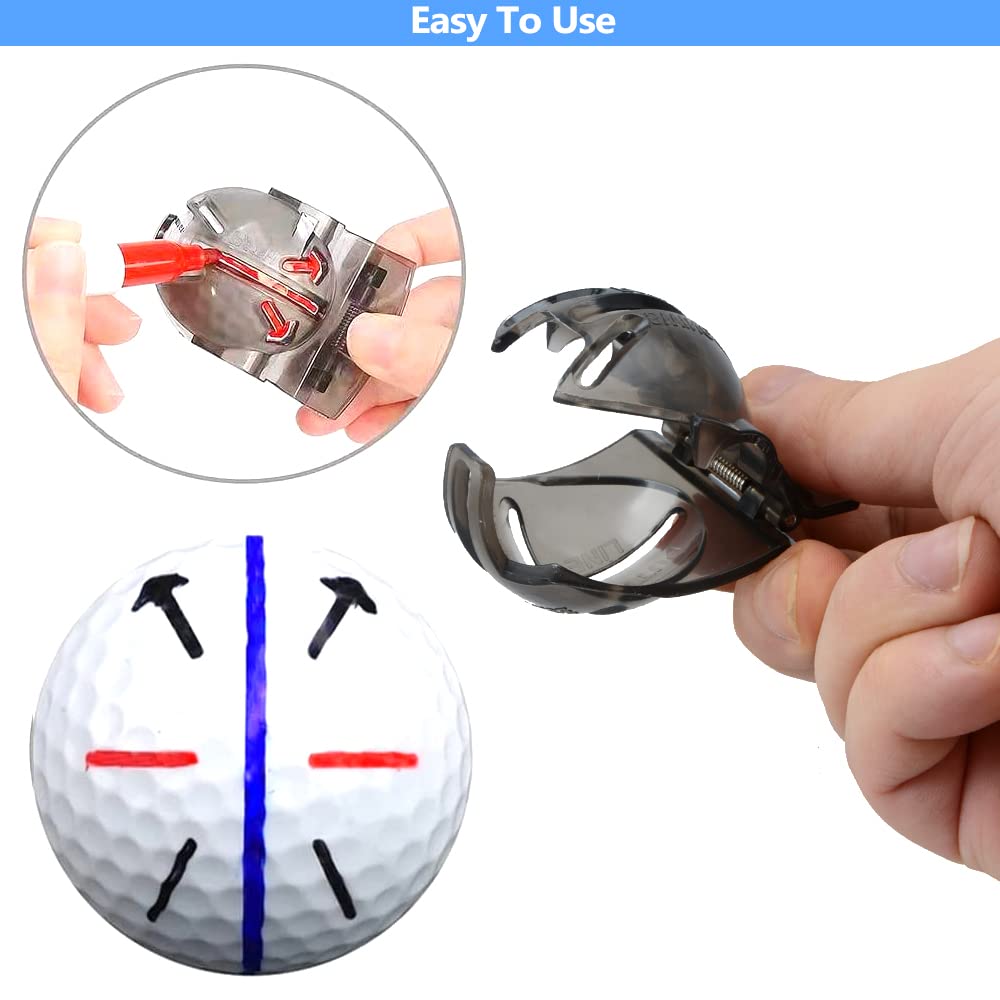 Golf Ball Marker, 4 Golf Ball Marking Stencils, Golf Ball Line Marker Tool, Golf Ball Alignment and Identification Tool, for The Golfer