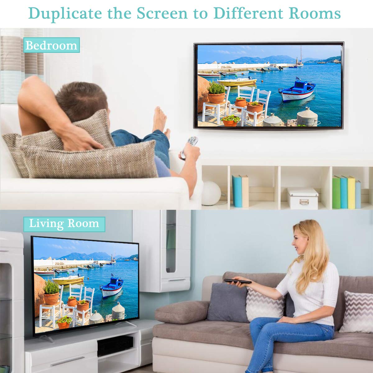 HDMI Splitter 1x2 with Audio Extractor, 1 in 2 Out Audio Video Distributor Box, HDMI 2.0b, HDCP 2.2, HDR, Support 4K@60Hz Ultra HD 3D for PS4, Xbox, STB, Blu-ray DVD Players Etc (Blue)