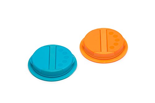 Jarware Spice Lids for Regular Mouth Mason Jars, Set of 2, Orange and Blue