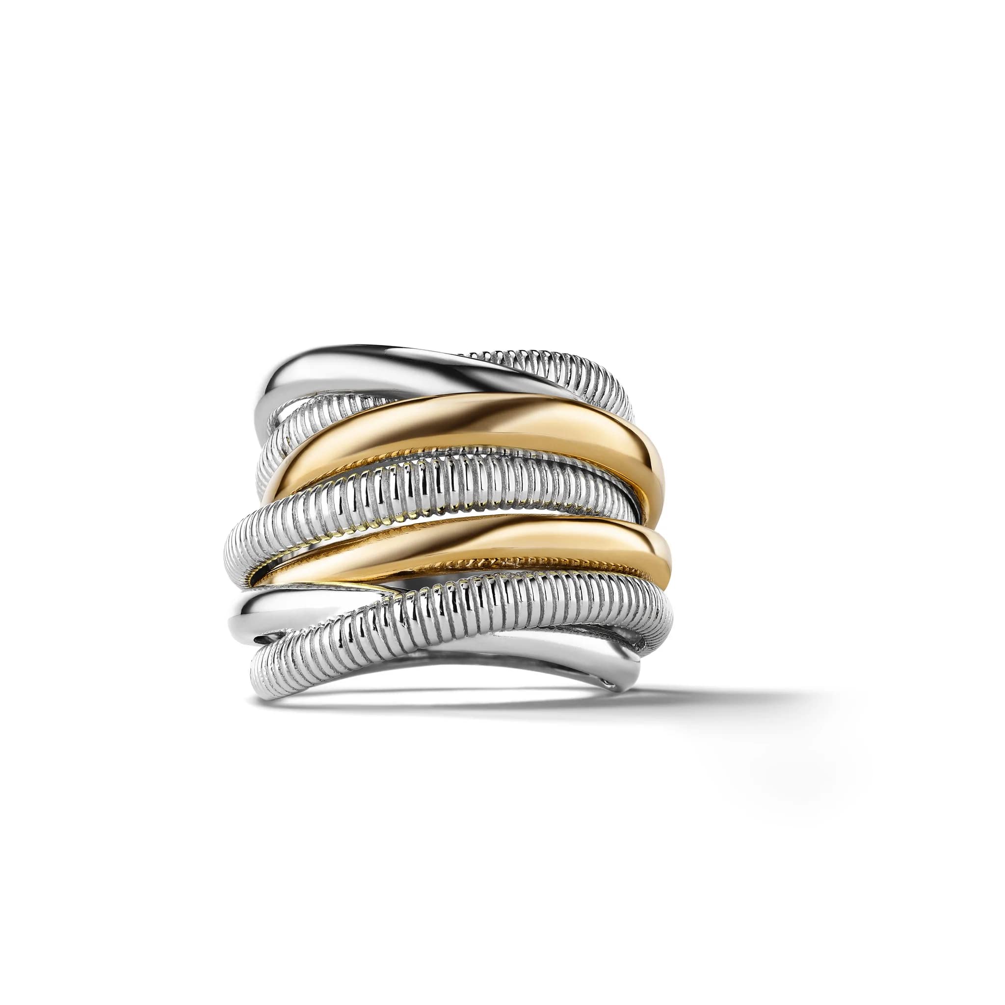 Judith Ripka Eternity Seven Band Highway Ring with 18K Gold 6