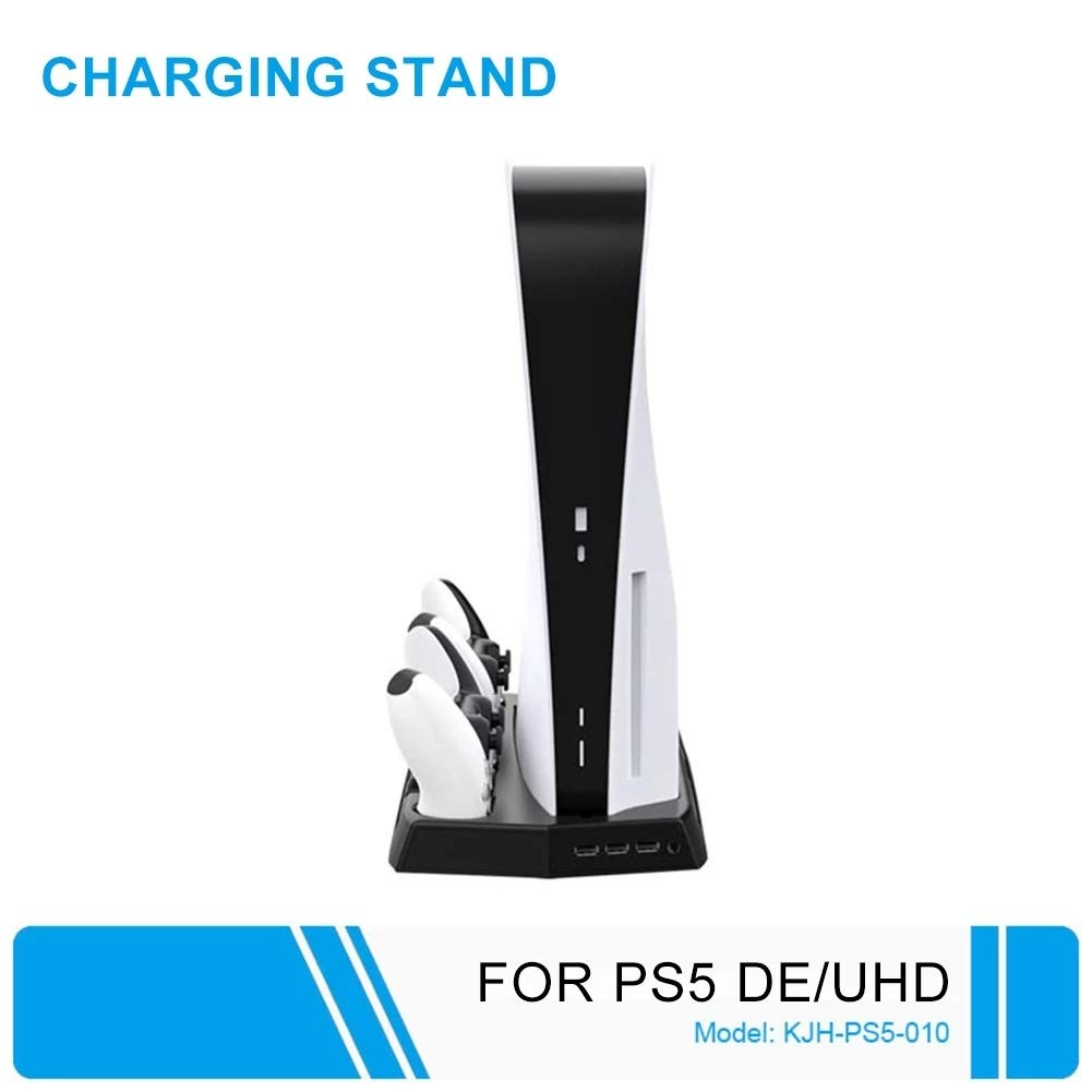 HGVVNM Charging Stand with Cooling Fan 3 USB Hub Charger Port Cooler Handle Charger for PS5 Game Accessories