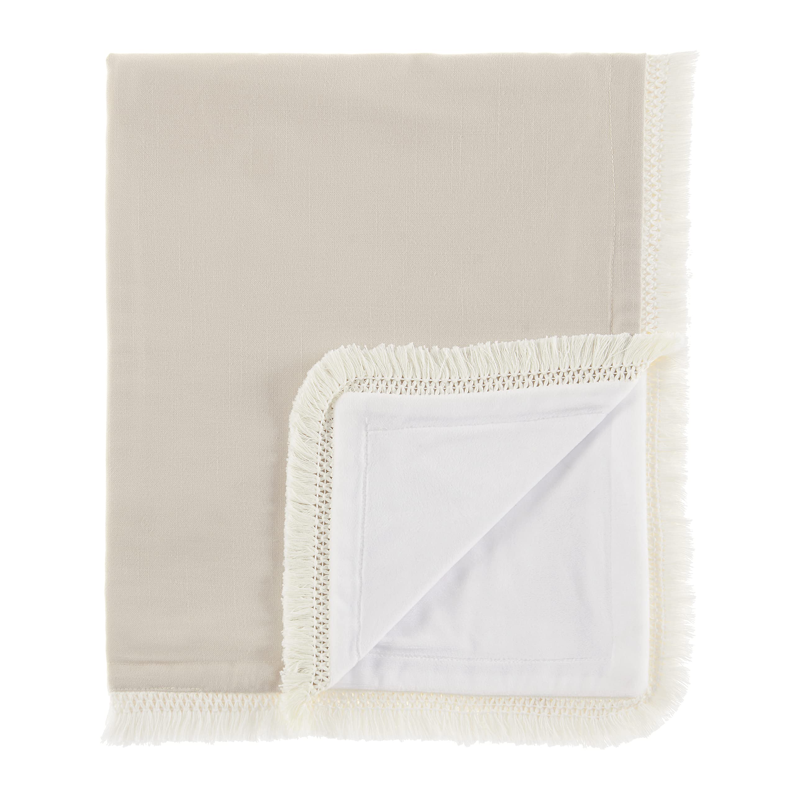 Sweet Jojo Designs Boho Bohemian Boy Girl Blanket Receiving Security Swaddle for Newborn Toddler Nursery Car Seat Stroller Soft Minky - Solid Taupe Beige Ivory Cream Linen Farmhouse Shabby Chic Tassel