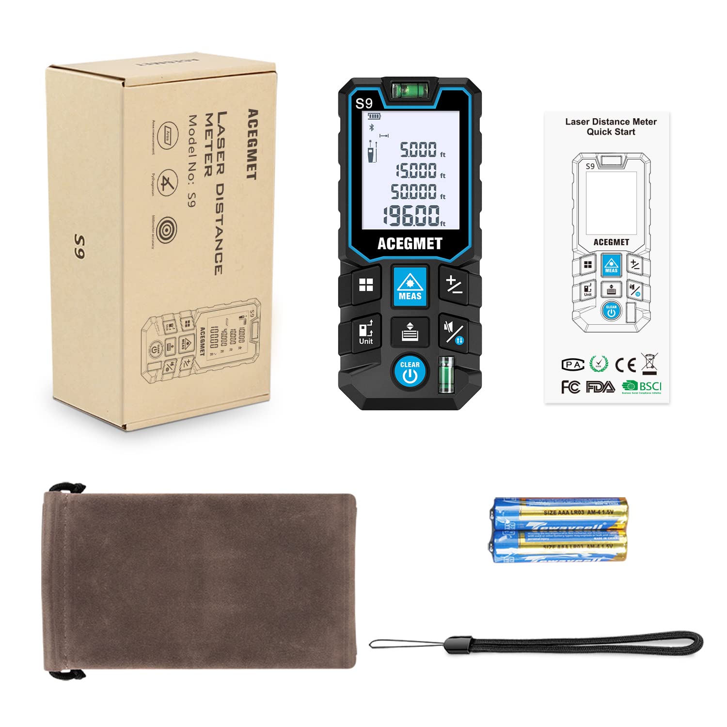 Laser Measurement Tool with Phone App, Real Time Data Sharing+Floor Plan Mapping Laser Tape Measure, 229 Ft Laser Measure, ±1/16 inch Accuracy, Ft/in/Ft+in/M Unit Switch and 6 Modes of the Measurement