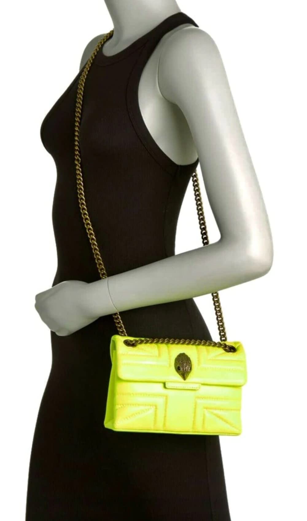 Kurt Geiger Women’s Mini Kensington Union Jack Quilted Leather Crossbody, Yellow