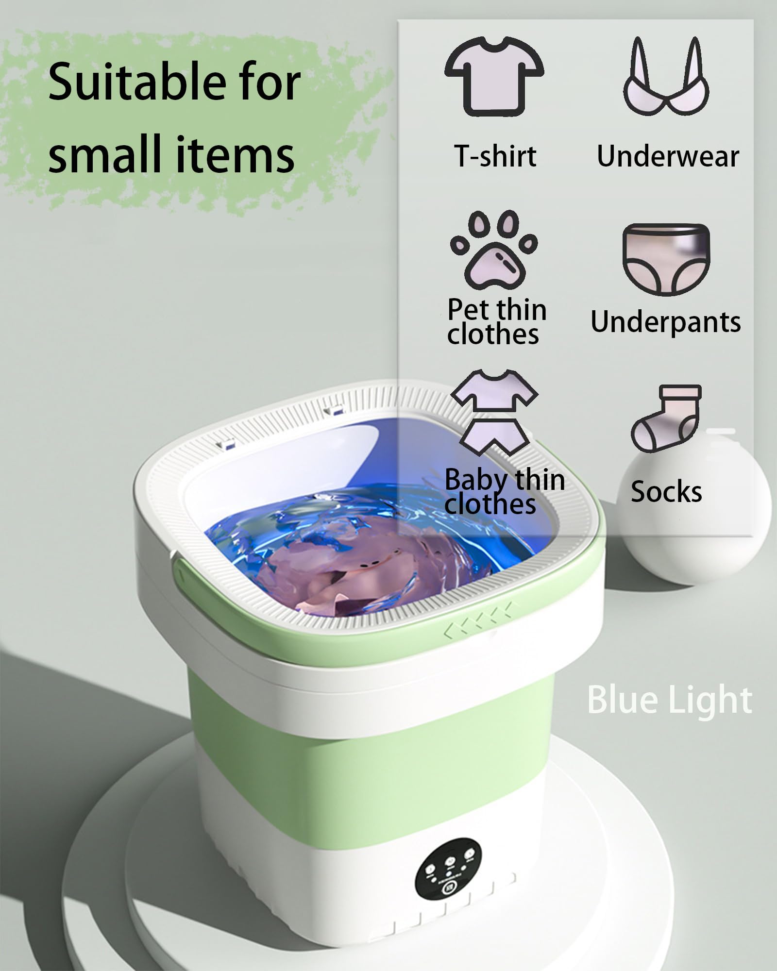 Mini Portable Washing Machine â Mini Washing Machine with 13L Large Capacity, Mini Portable washer with 2 wool dryer balls, Foldable small washing machine for underwear,socks, baby/pet clothes