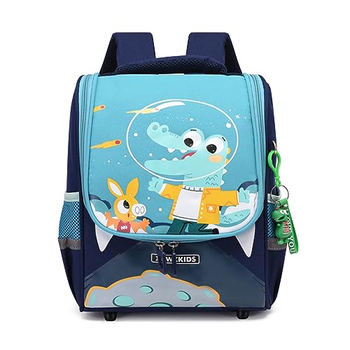 Qckarobe Toddler Backpack for Boys, Small Backpack for Little Kids, Kindergarten Backpack Preschool Bookbag for Boy 3-6, Lightweight Cute Crocodile Schoolbag Blue Children Travel Bag 12''