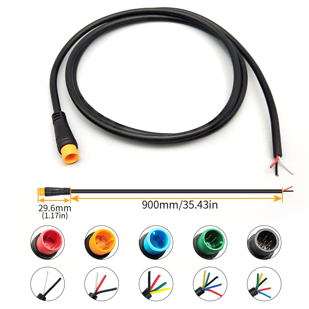 HUDAMZKY Ebike Cable Extension Julet Female Male 2 3 4 5 6 pin Ebike Extension Connector Waterproof Plug for Electric Bicycle Display Throttle PAS Ebike Parts Extend Cable… (2pin Male)