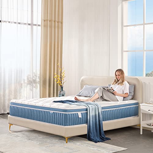 Rimensy Full Mattress, 10 Inch Hybrid Mattress in a Box, Gel Memory Foam, Individually Wrapped Pocket Coils Innerspring Mattress, Support & Pressure Relief, Medium Firm Feel, 54"*75"*10"