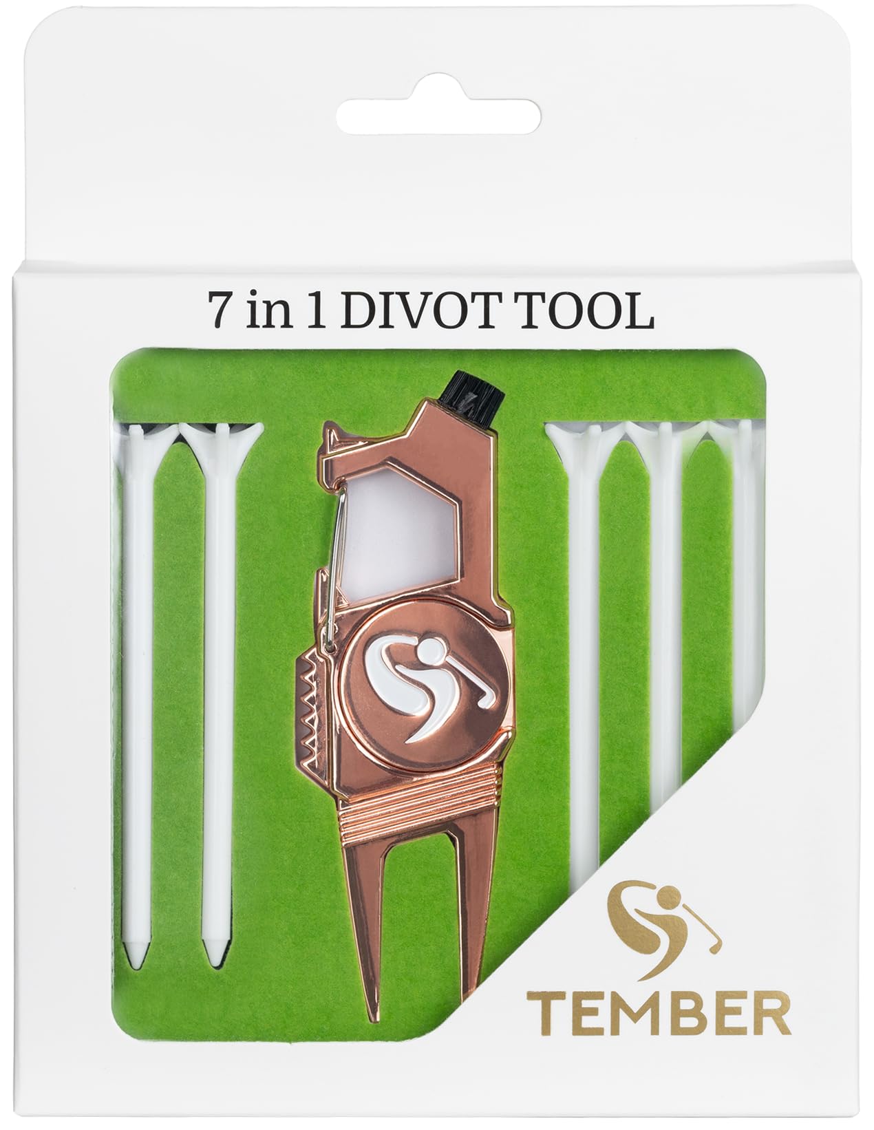 Golf Divot Tool with Golf Ball Marker and Golf Tees 3 1/4 inch - Golf Gifts for Men - Golf Accessories for Women