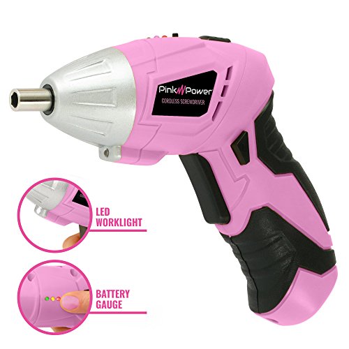 Pink Power Drill Set for Women - 18V Lightweight Pink Cordless Drill Driver & Electric Screwdriver Combo Kit with Tool Bag for Ladies Home Tool Kit - Wireless Pink Drill Set with Battery and Charger
