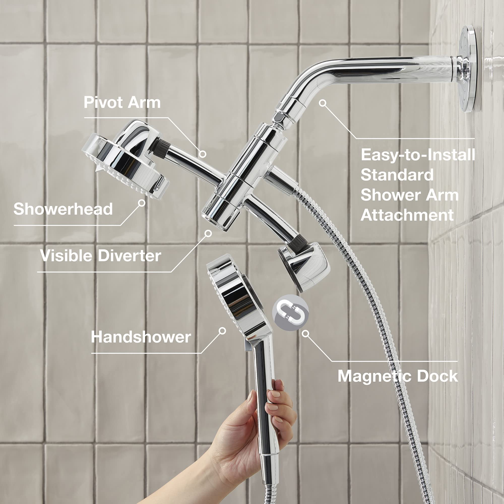 KOHLER 23218-CP Awaken 2-in-1 Multifunction Shower Combo Kit, Showerhead and Handshower Set, 2.5 GPM, Polished Chrome