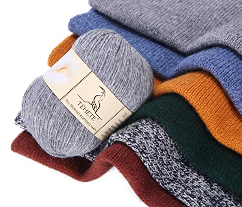 TEHETE Merino Wool Yarn for Knitting 3-Ply Soft Crochet Yarn