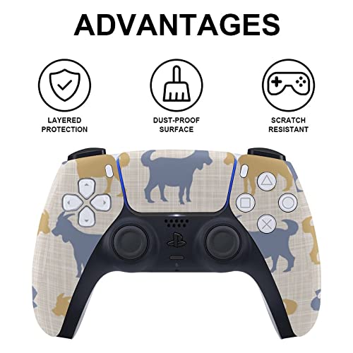 French Farmhouse Goats Full Protective Skin Cover Design Wrap Decal Sticker Compatible with PS5 Digital Edition Console and Controller
