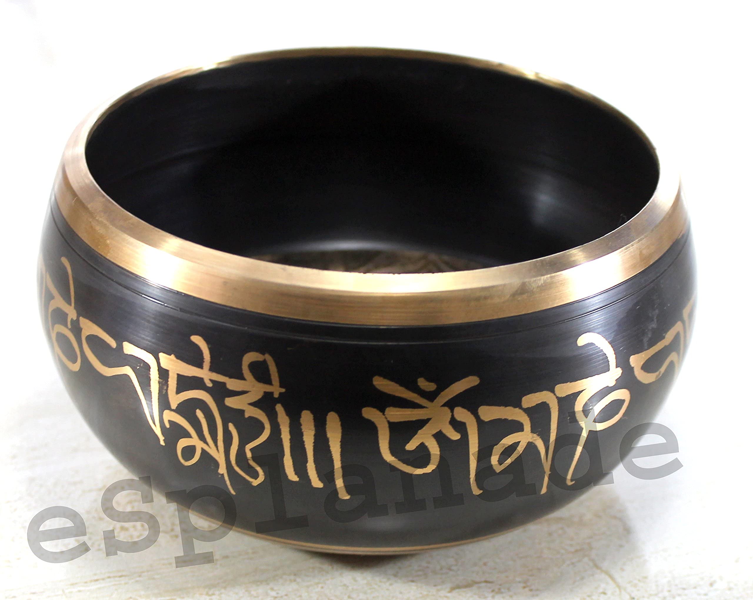 eSplanade - 6 inches - Singing Bowl Tibetan Buddhist Prayer Instrument With Striker Stick | OM Bell | OM Bowl | Meditation Bowl | Music Therapy (black)