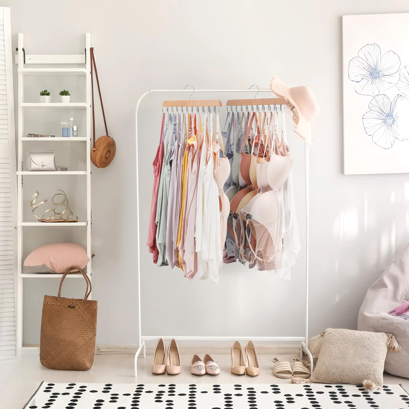 Sgokuno Bra Hangers for Closet Organizer, Tank Top Hanger with 20 Foldable Bra Hanger Hooks, Space Saving Hangers,Perfect for Dorm & Apartment essientials for Closet Organizers and Storage.