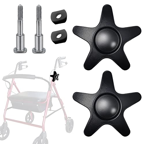 Pacify 2 Pack Replacement Adjustment Star Knobs for Rollator Walker Guardian Walker M6 T Bolt with Washers Platform Attachment for Walker