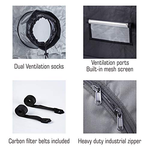Hydro Plus 60''x32''x80'' Grow Tent Kit + Thermometer Hygrometer + 24 Hour Outlet Timer + 60mm Bonsai Shear + Plant Trellis Netting + Light Hangers Hydroponics System (60''x32''x80'' Kit)