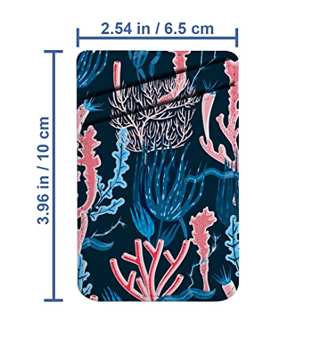 Pack of 2 - Cellphone Stick on Leather Cardholder ( Colorful Deep Sea Coral Seaweed Pattern Pattern ) ID Credit Card Pouch Wallet Pocket Sleeve