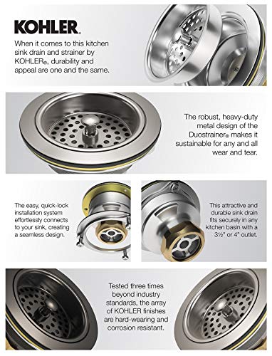 Kohler 8799-2MB 8799-2BZ Duostrainer Sink Drain and Strainer, Vibrant Brushed Moderne Brass Small