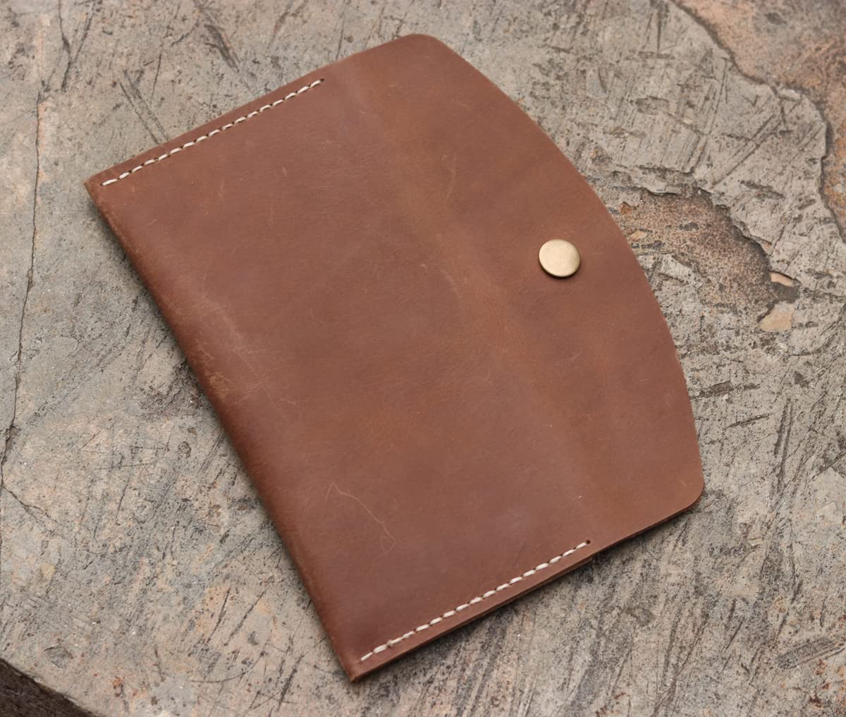 Handmade Leather Wallet with Card Slots, Coin Pocket, Large Capacity Long Envelope Wallet Tan Brown