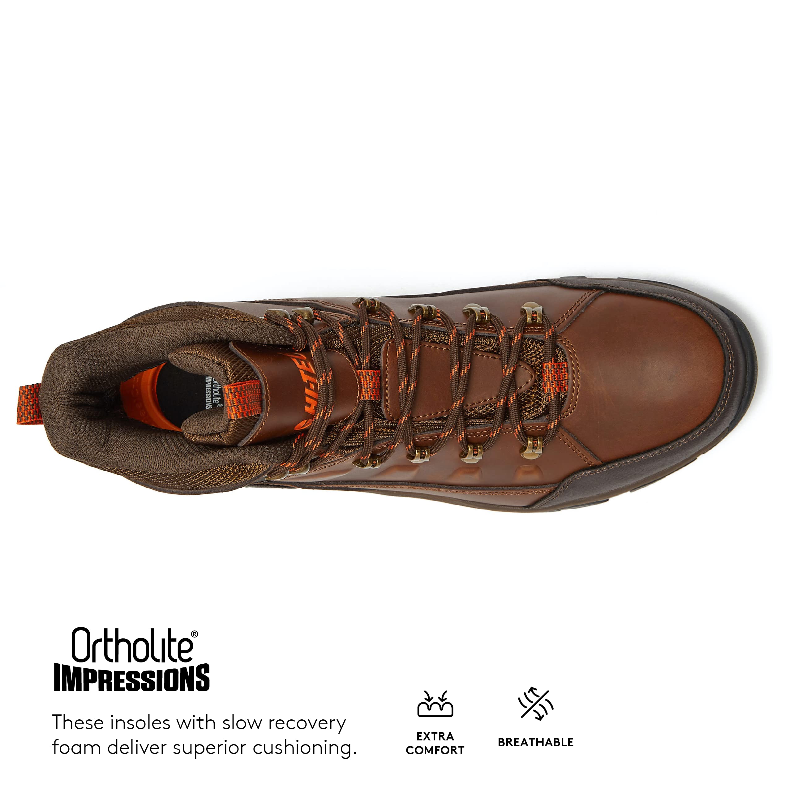 HI-TEC Acadia WP Leather Waterproof Men's Hiking Boots, Lightweight Breathable Backpacking and Trail Shoes - Medium Brown Tan, 12 Medium