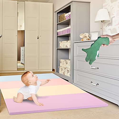 Foldable ECO-Friendly Baby Learning Crawling mat Kids Play mat Waterproof and Thickened Crawling mat Hide and Seek mat (Macron, 47.24"x 62.99")