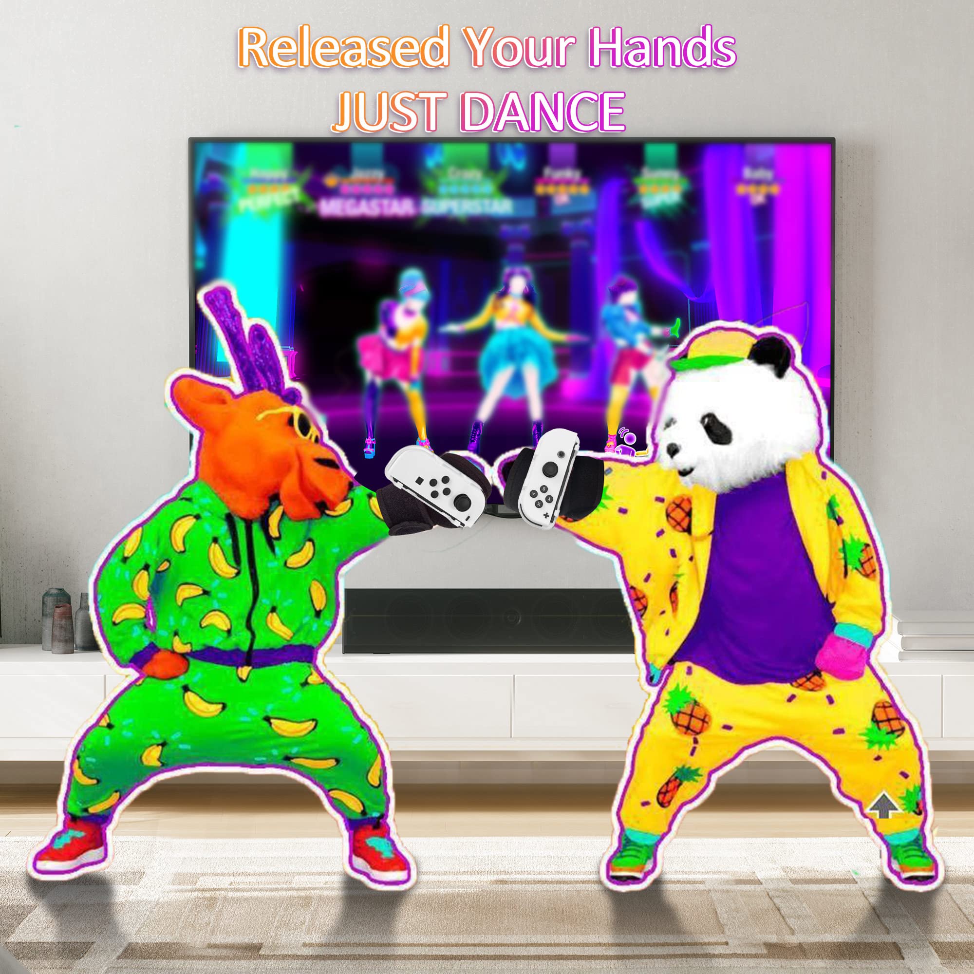 Leyu Smart Switch 2024 Just Dance JoyCon Grip(2 Pack) Party Gift Wrist Strap Boxing Design (Free The Hands,Dance Freely with Rhythm) for Switch Just Dance 2023 2022 2021 2020 2019 White