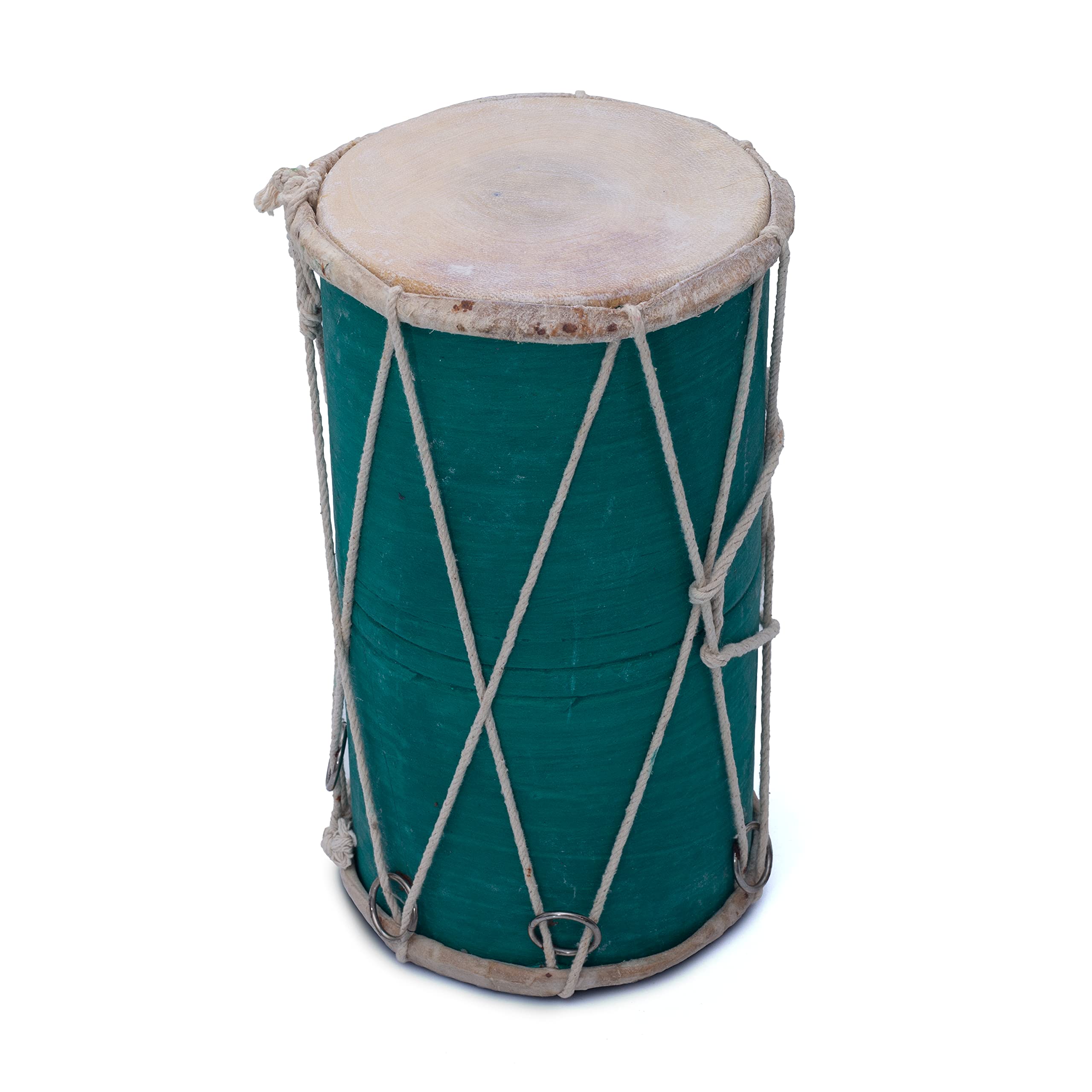 Handmade Wooden & Leather Classical Indian Folk Tabla Drum Set Hand Percussion Drums World Musical Instruments Punjabi Dhol Dholak Dholki 10 x 6 Inches Fun Birthday Housewarming Gift Ideas