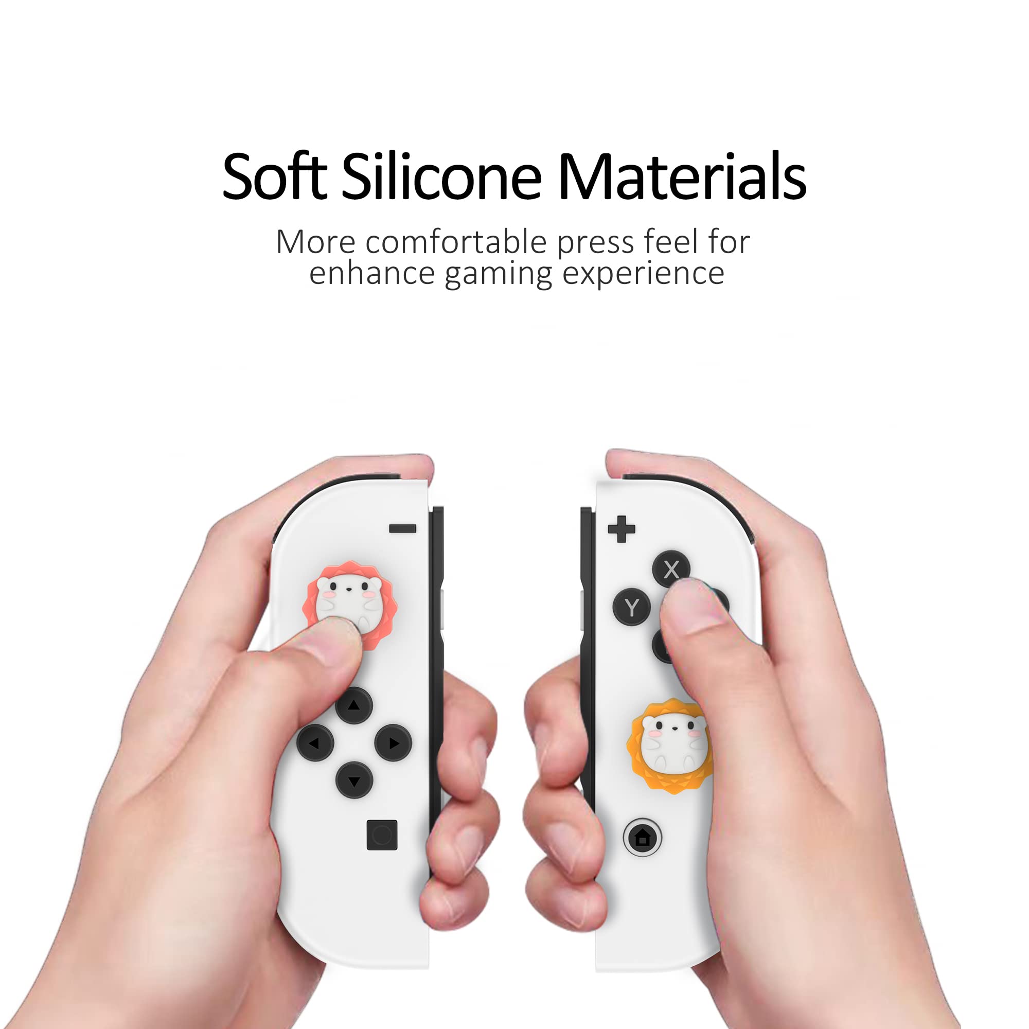 LEYUSMART 3D Thumb Grips Caps 4 PCS Hedgehog Yellow Orange for Nintendo/Playstation/Xbox, Joycon Grip Caps Analog Stick Button Cover