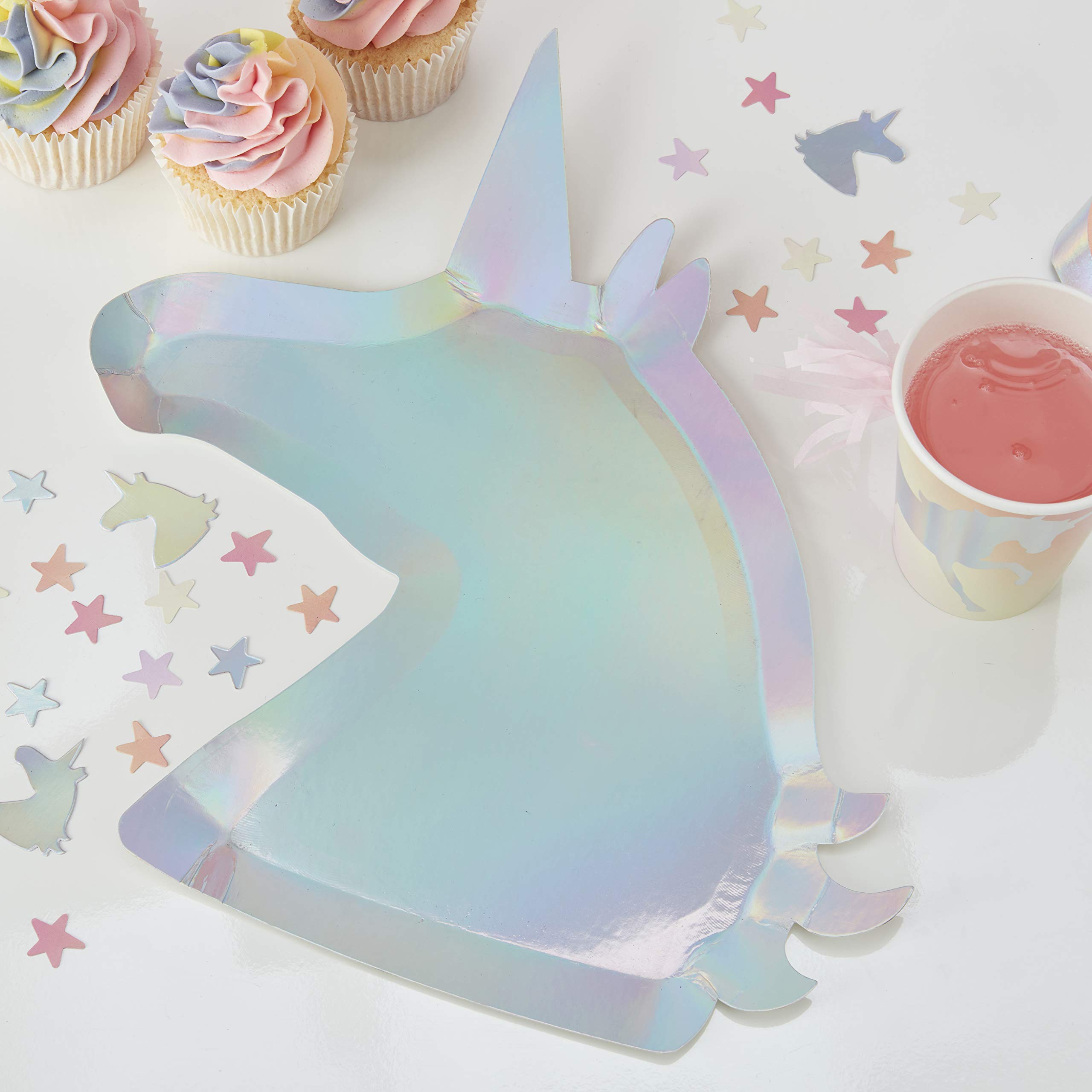 Ginger Ray Iridescent Unicorn Party Paper Plates 8 Pack Make A Wish