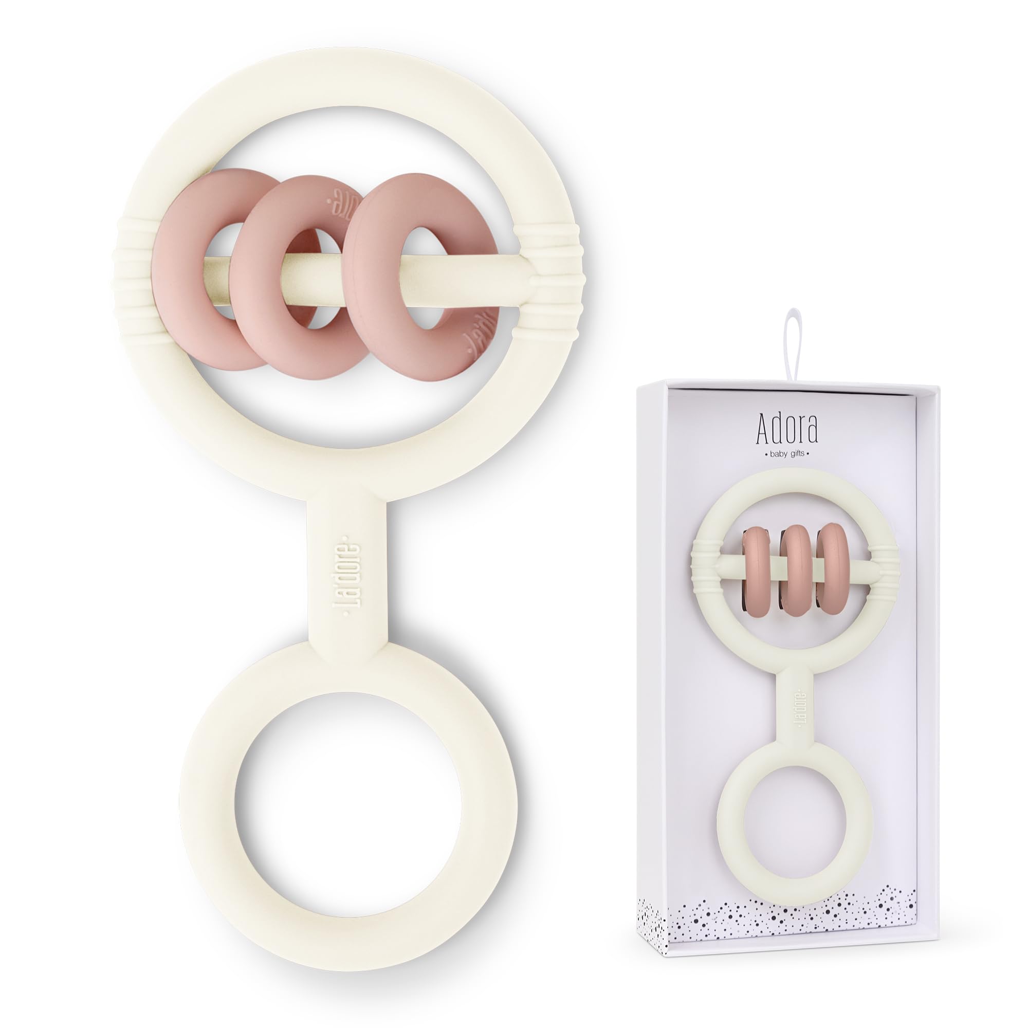 La'dore Baby Teething Toys Premium Baby Double Teether Soft Food-Grade Silicone Teethers for Babies -Shaped Easy to Clean Teething Ring Soother for Infants (Vanilla)