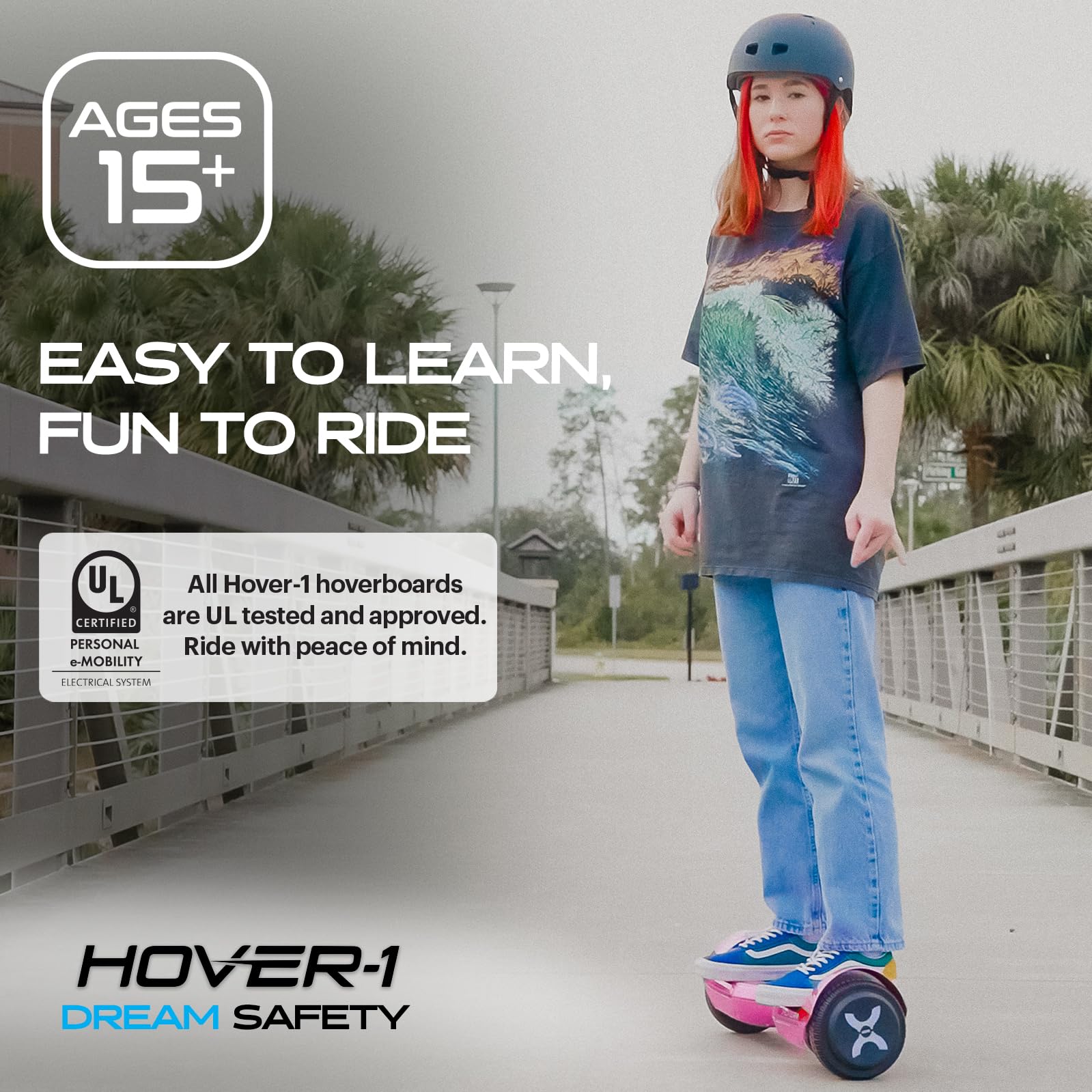 Hover-1 Dream Electric Self-Balancing Hoverboard with 7 mph Max Speed, Dual 200W Motors, 6 Mile Range, and 6.5β Wheels