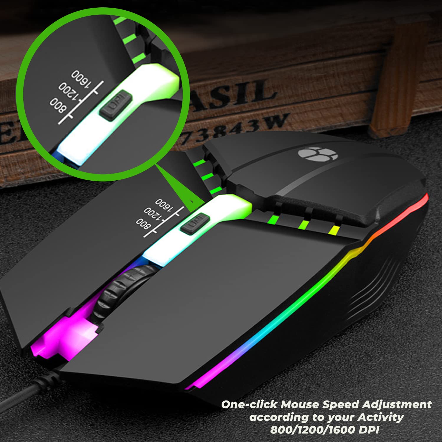 Gaming Mouse - USB Wired LED Large Dragon Gamer mice Rainbow RGB Lightning Effect