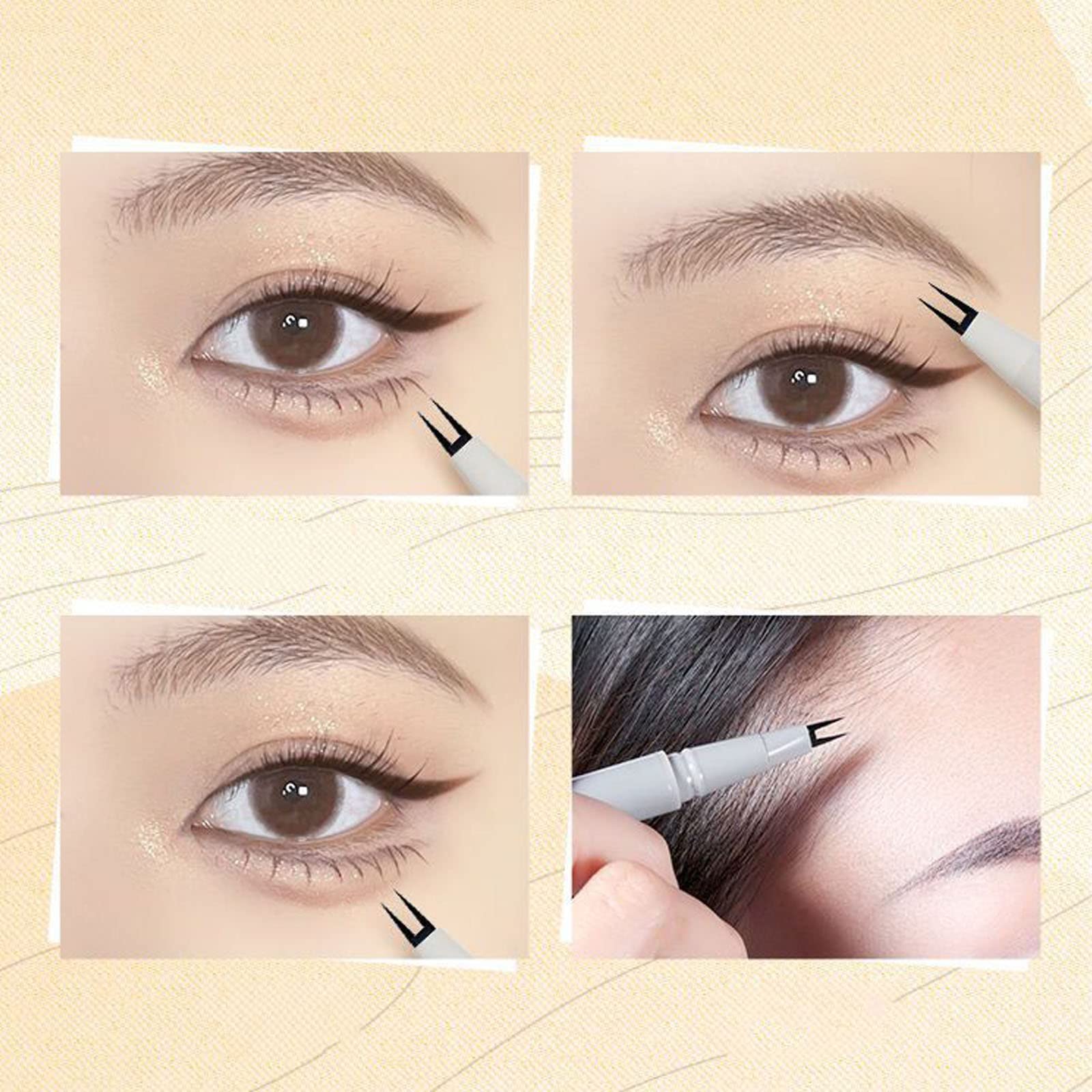 HYOIIO Double Tip Lower Eyelash Pencil, Waterproof Anti-Smudge Lashes Pencil, Natural Lower Eyelashes Liquid Pen Waterproof Liquid Eyeliner Pen Super Slim Eye Liner
