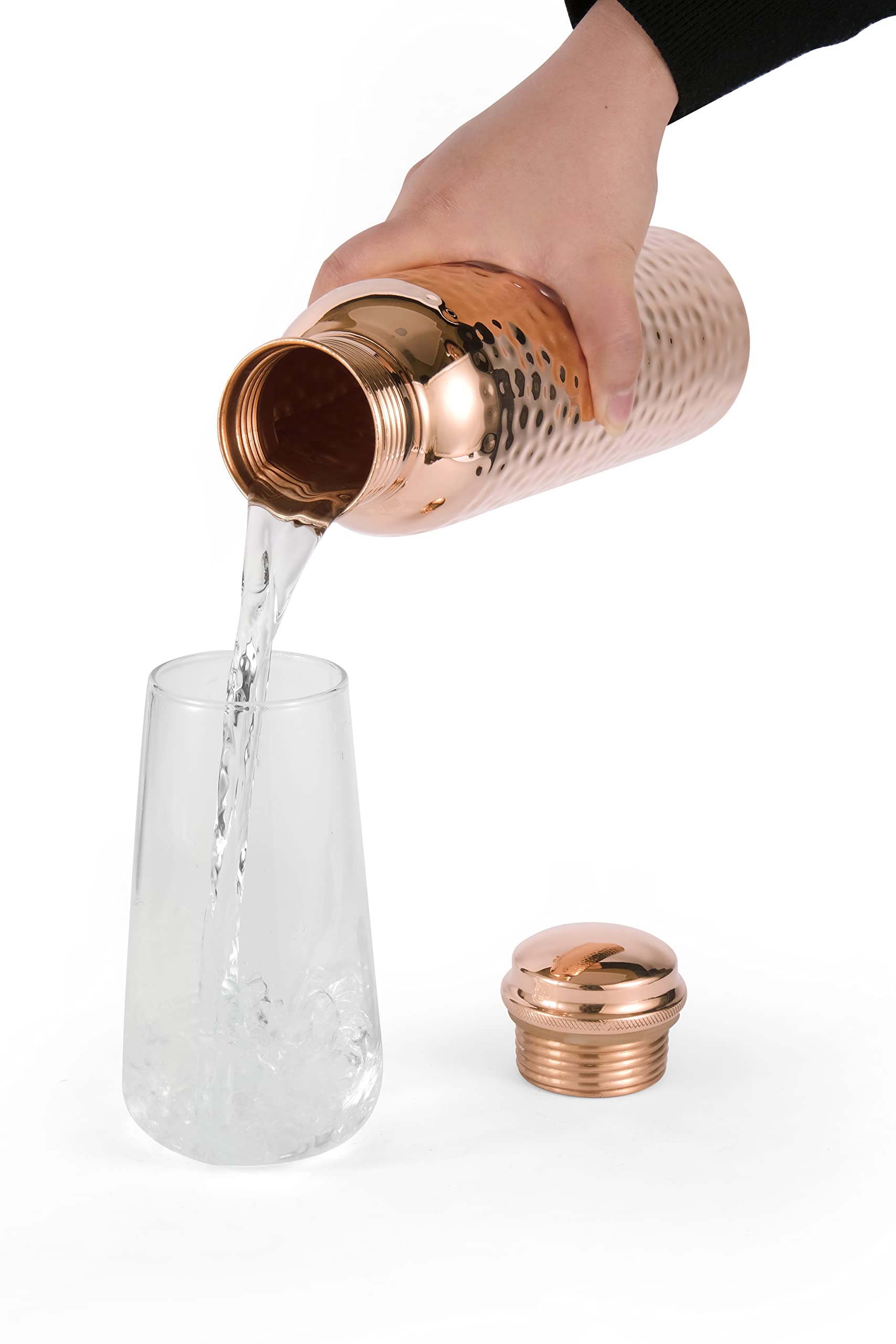 Pure Copper Bottle - 100% Solid Handcrafted Copper Hammered Bottle, Capacity 34 Oz/1000 ML - Copper Bottle for Home, Office, Hotel and Gifting