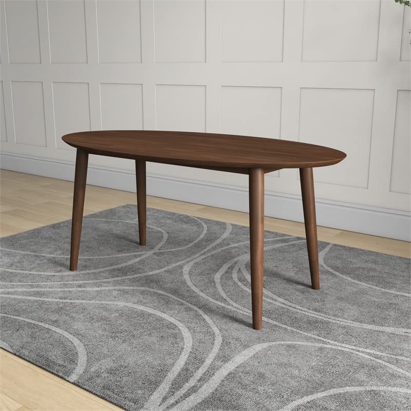Rivol Mid Century Modern Style Solid Wood Walnut Oval 67" Dining Table