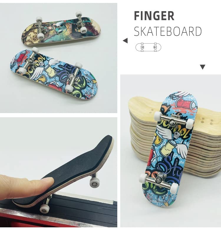 Maple Wooden Finger Skateboard, Professional Fingerboards Wheels with Bearings, Mini Fingerboard Finger Toy for Adults and Kids (AA6)