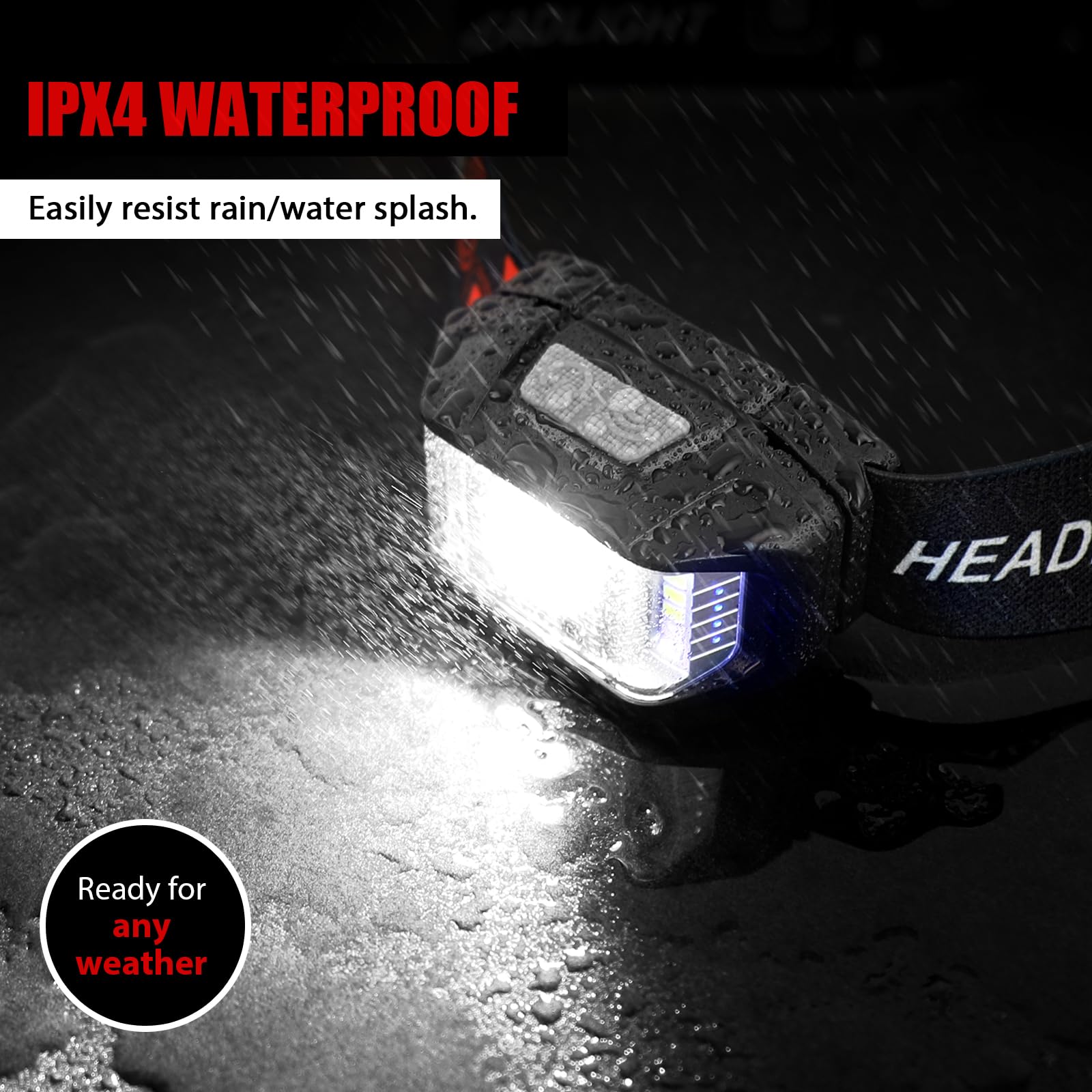 Headlamp Rechargeable,JNDFOFC 1200 Lumen Super Bright Motion Sensor LED Head Lamp flashlight, 2 PACK Waterproof Headlight with White Red Light,14 Modes Head Lights for Outdoor Camping Fishing Running