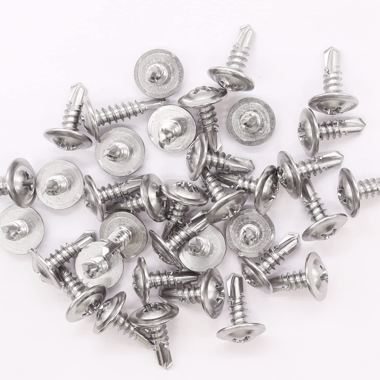 mxuteuk 100PCS #8 Self Tapping Screws for Metal Self Drilling Screw 410 Stainless Steel Modified Truss Head Sheet Metal Screws (Length 1/2" & 5/8") G022-T
