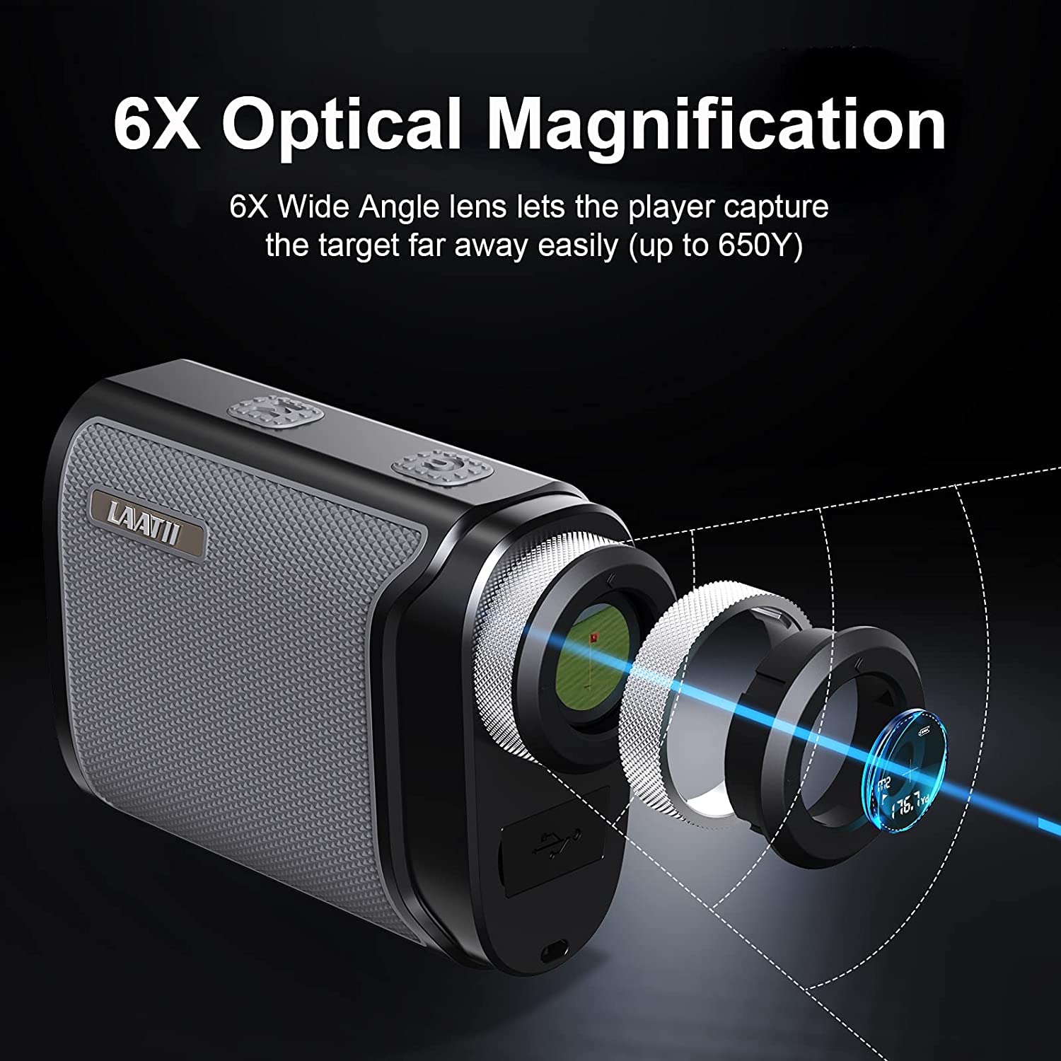 Golf Rangefinder, Accurate 800 Yards Rechargeable Laser Golf Scope Range Finder with Slope, 6X Magnification Fast Flag Lock Focus Continuous Scan for Golfing, Hunting and Distance Measurement